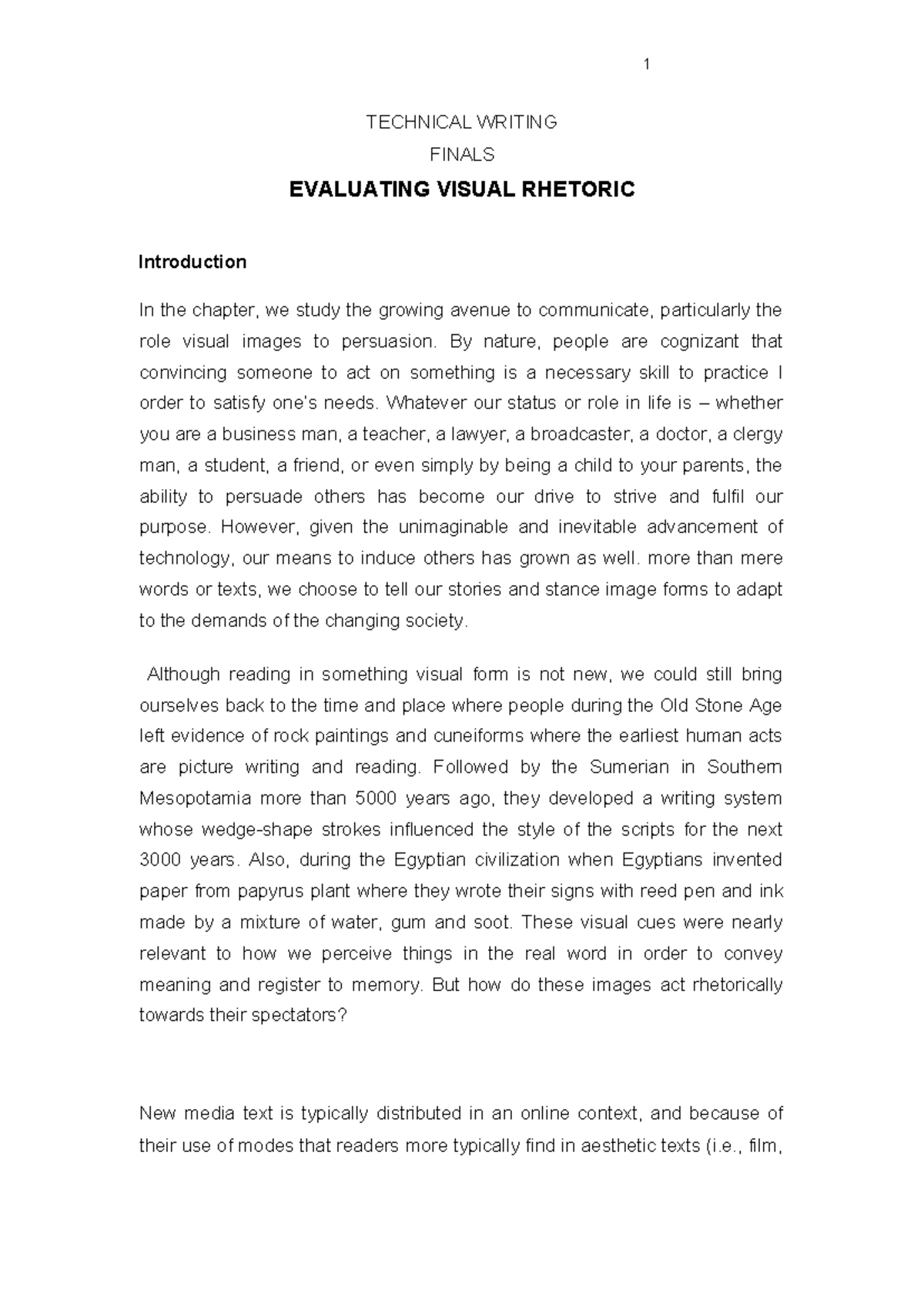 Visual Rhetoric Evaluation - Technical Writing Finals (TW-101) - Studocu