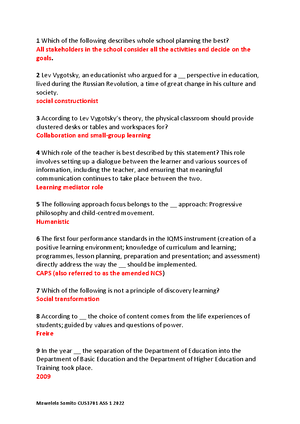 Assignment 02 Complete - STUDENT DECLARATION FORM DEPARTMENT OF CURRICULUM AND INSTRUCTIONAL ...