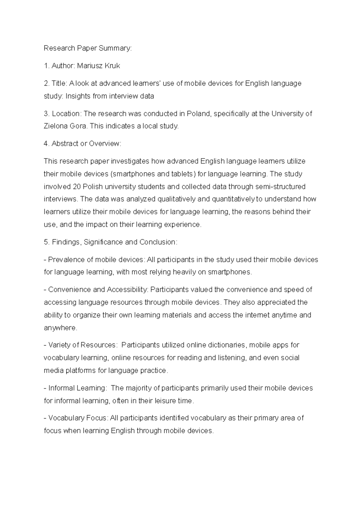Research - This indicates a local study. Abstract or Overview: This research paper investigates ...