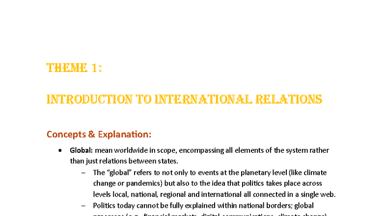 IR 101: Comprehensive Test Notes on International Relations Concepts ...