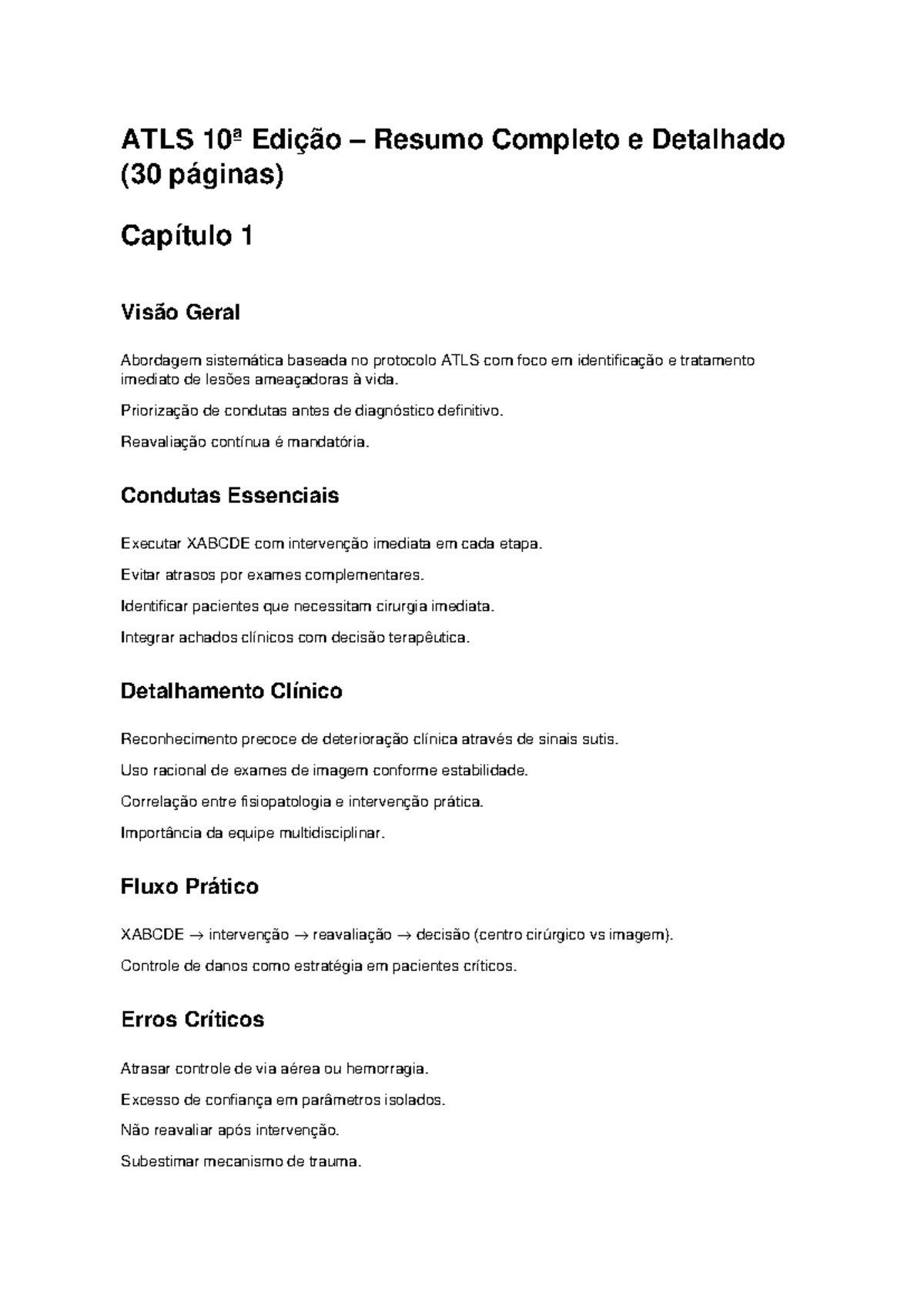 ATLS 10ª Edição: Resumo Completo e Dicas de Prova - Studocu