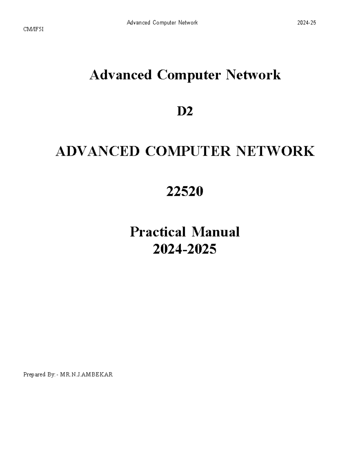 ACN 22520 Practical Manual - Advanced Computer Network Techniques - Studocu