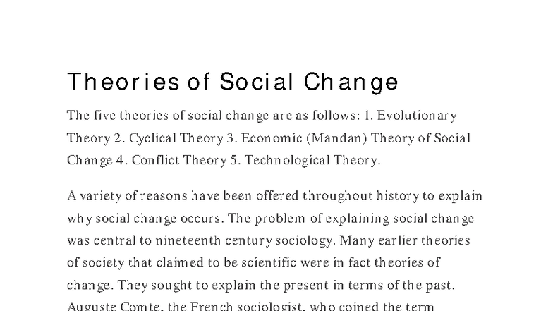 Theories of Social Change: An In-Depth Analysis of Key Concepts - Studocu