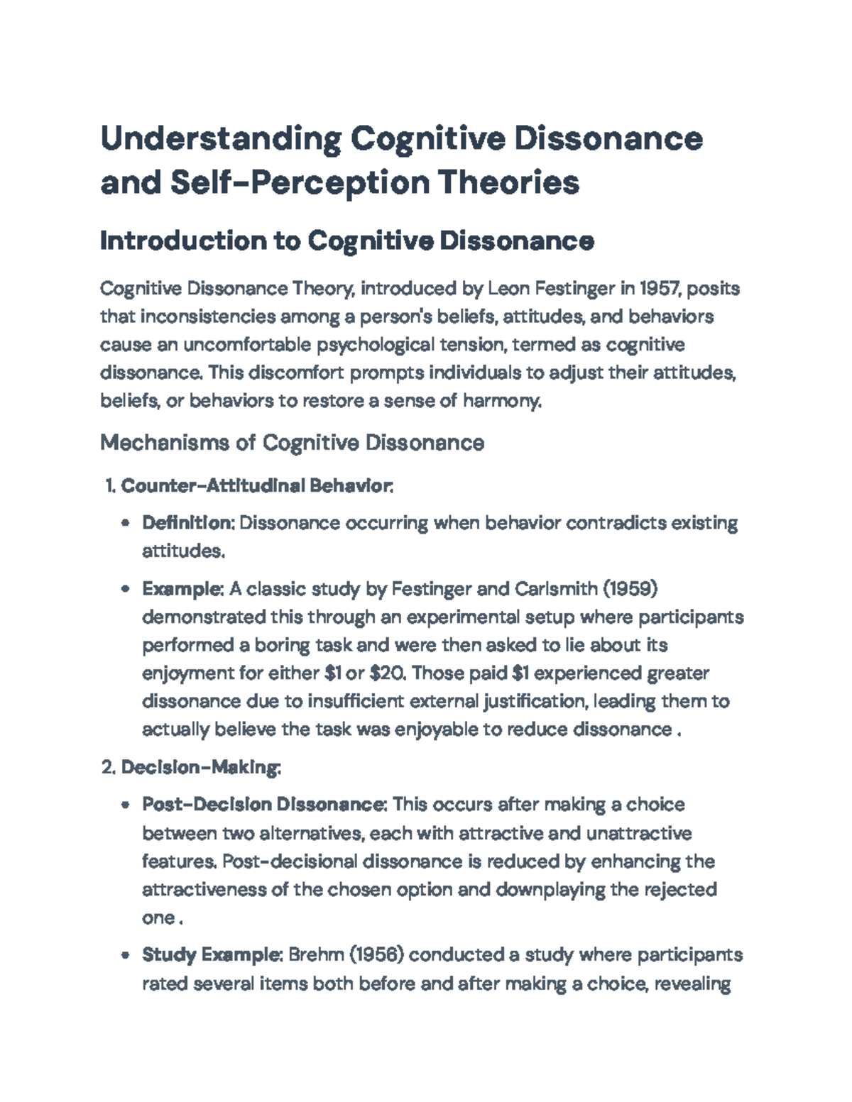 Cognitive Dissonance and Self-Perception Theories: Insights into ...