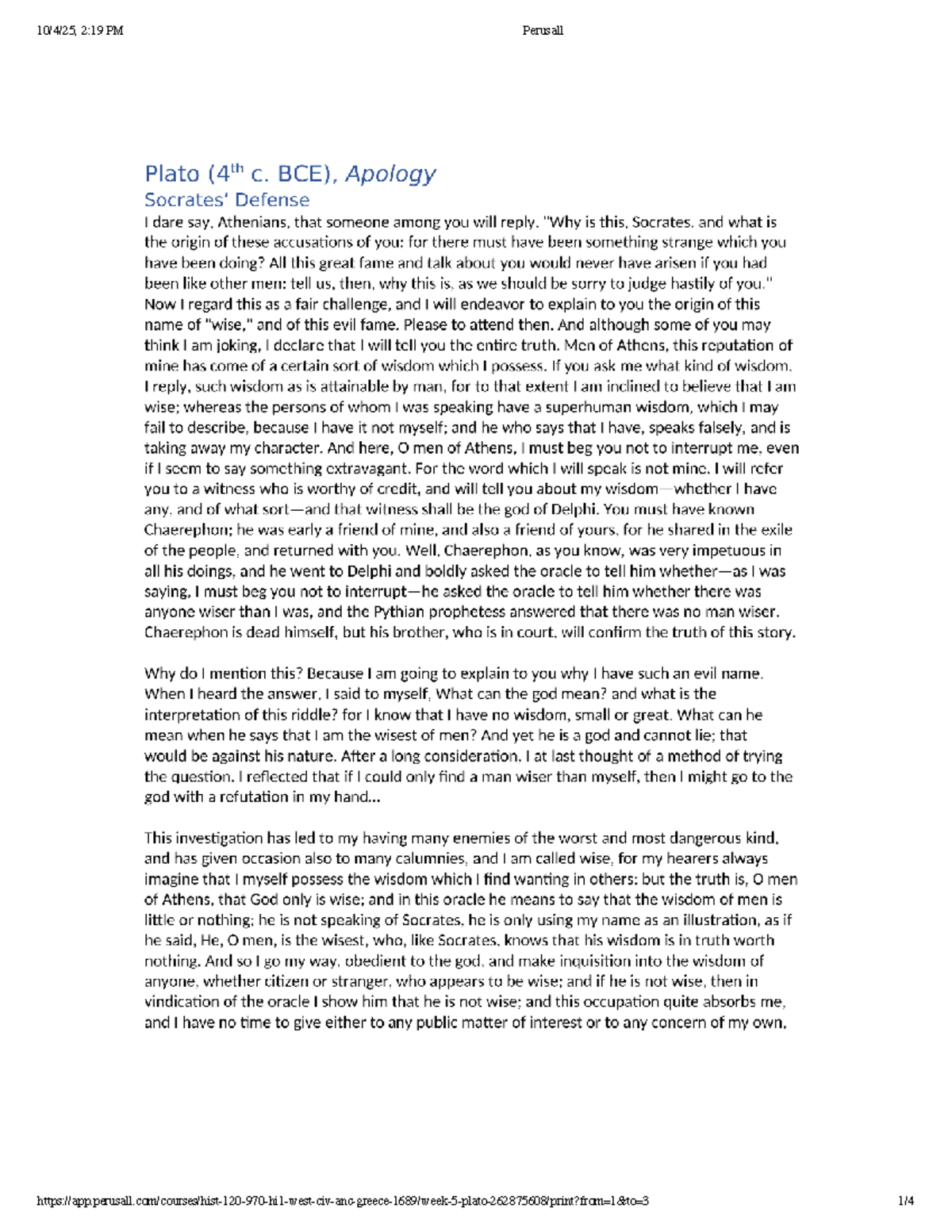 Final Exam Notes for HIST-120: Insights on Plato's Apology - Studocu