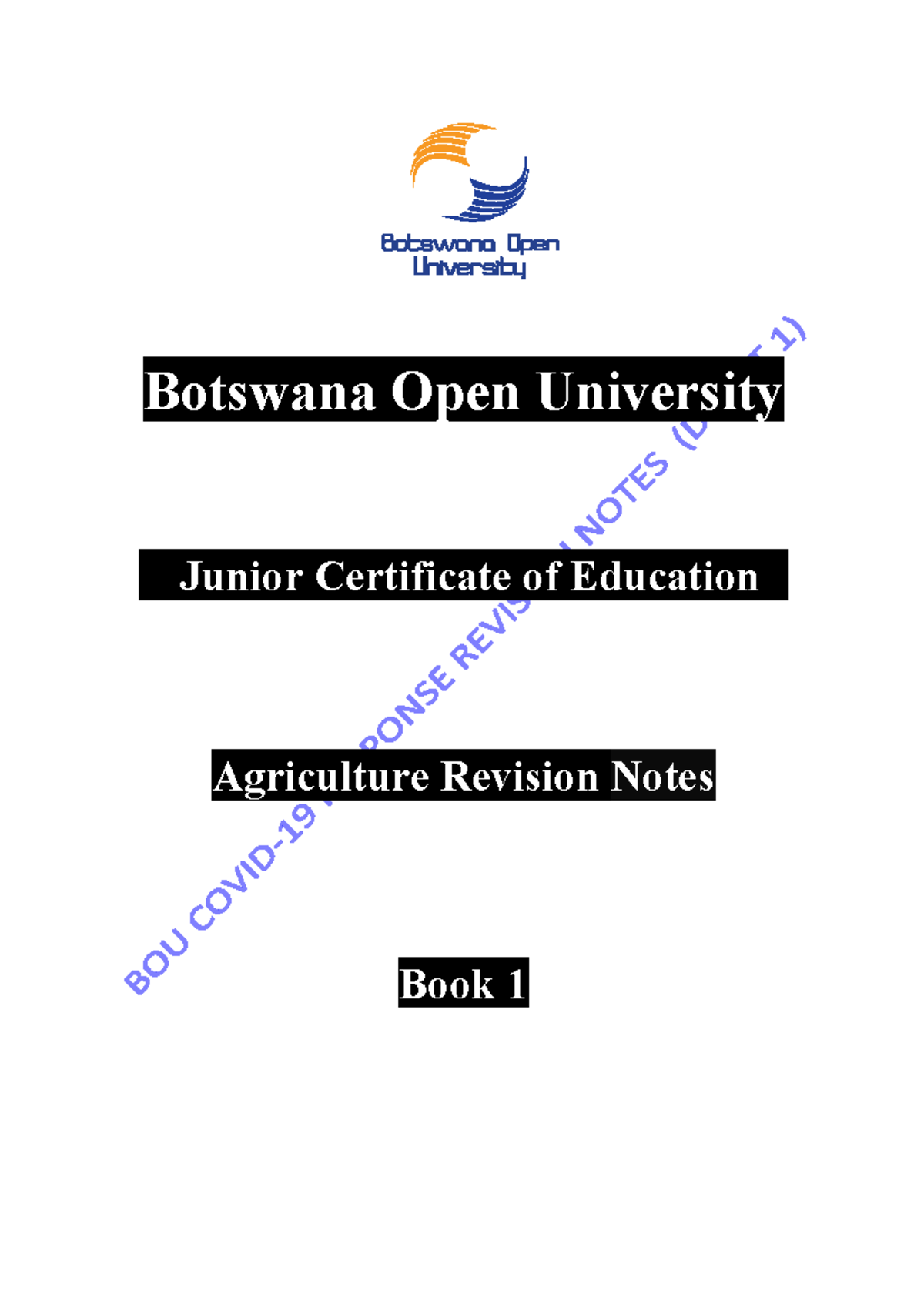 BOU Junior Certificate Agriculture Revision Notes: Book 1 - Studocu