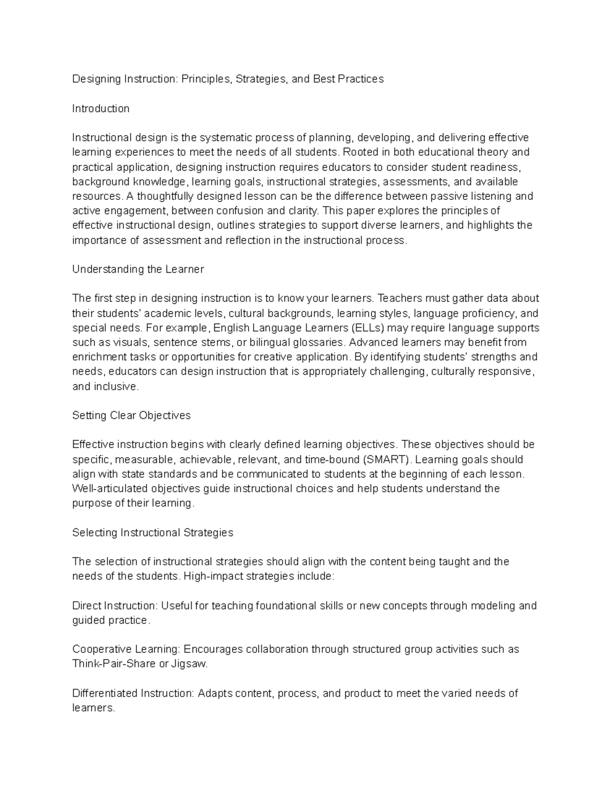 Designing Instruction Principles, Strategies, and Best Practices ...