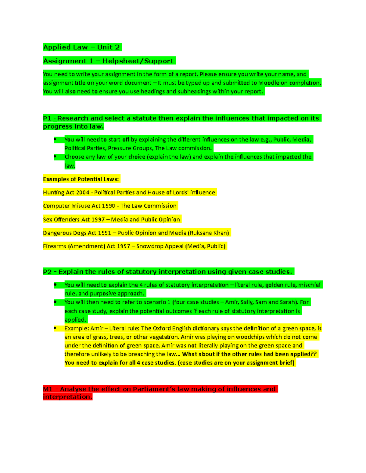Applied Law Unit 2 Assignment Report Helpsheet Guide - Studocu