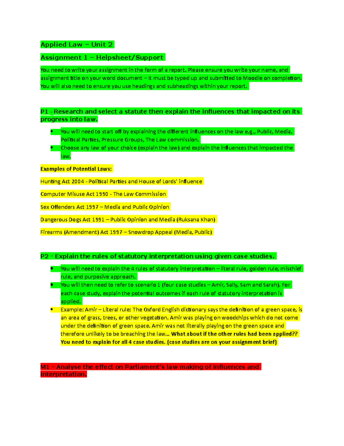Applied Law Unit 2 Assignment Helpsheet - Applied Law – Unit 2 Assignment 1 – Helpsheet/Support ...