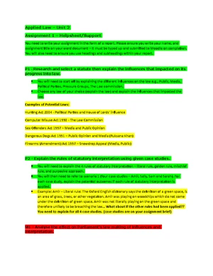 Applied Law Unit 2 Assignment Helpsheet - Applied Law – Unit 2 Assignment 1 – Helpsheet/Support ...