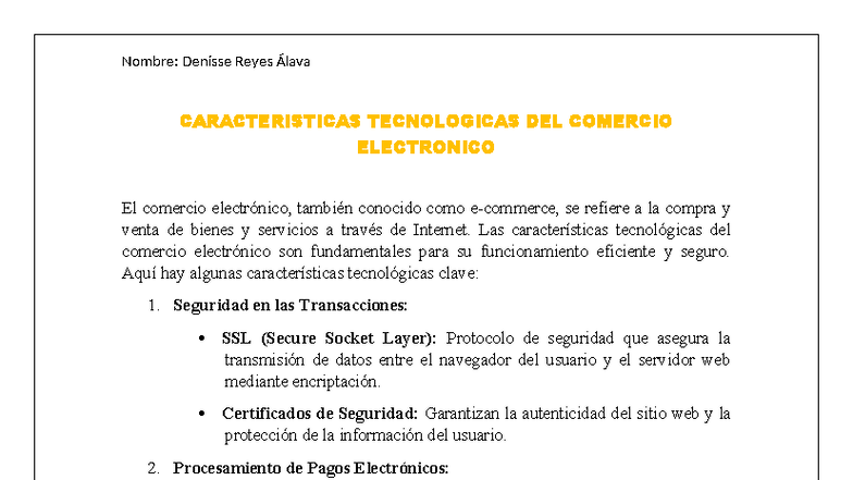 CARACTERÍSTICAS TECNOLÓGICAS DEL COMERCIO ELECTRÓNICO - ECOM 101 - Studocu