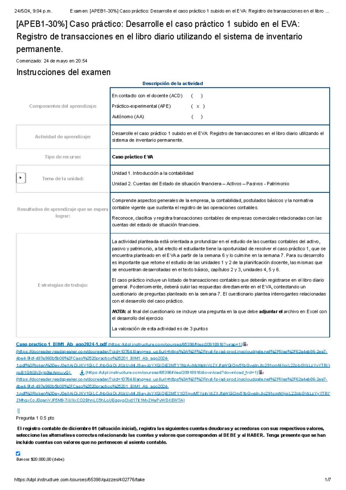 Caso Práctico [APEB1-30%]: Registro Diario de Transacciones Contables - Studocu