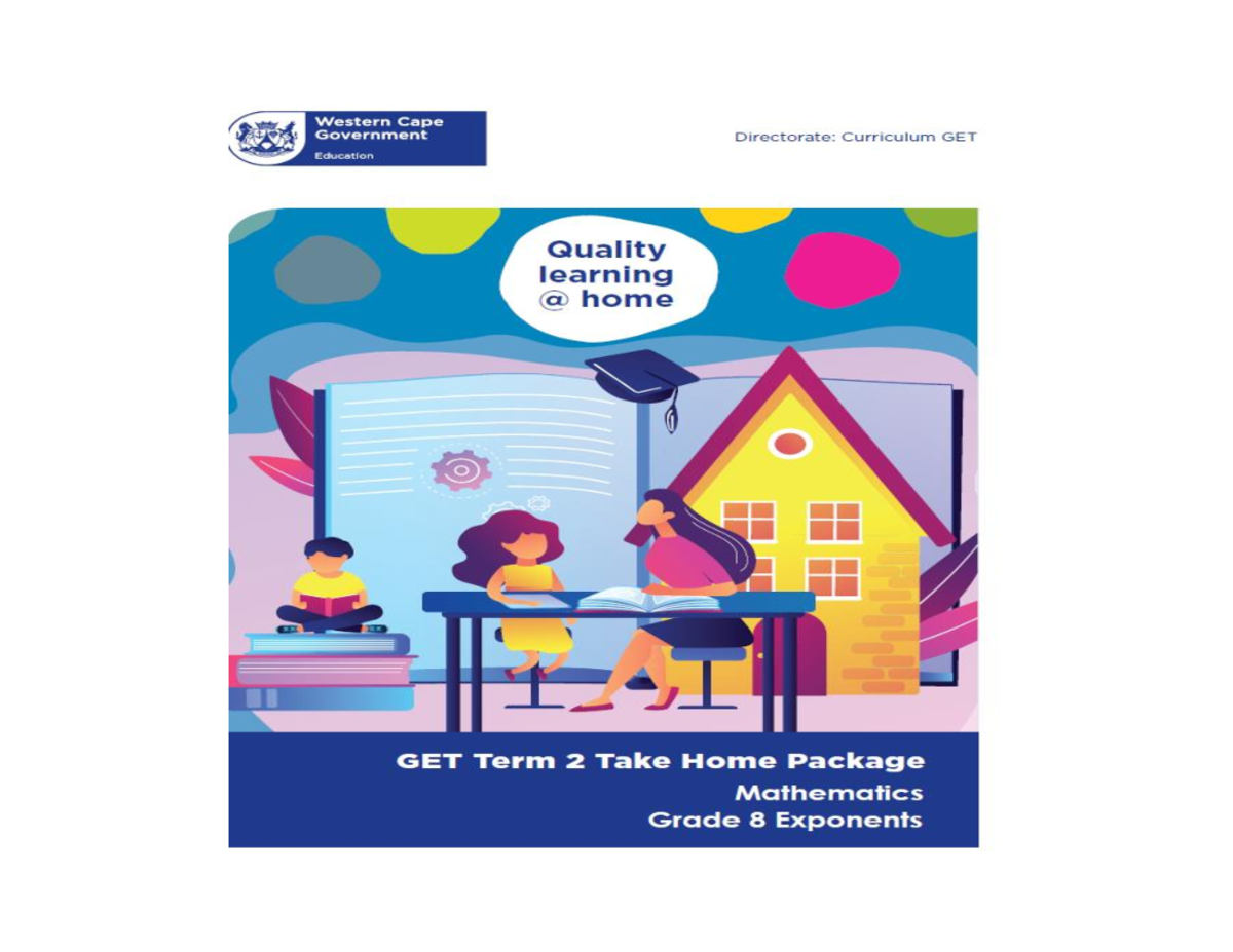 Grade 8 Math Term 2 Consolidation: Exponents Take-Home Pack - Studocu