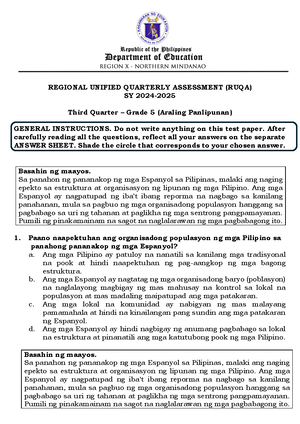 AP G4 Test Questionnaire Q3 - REGIONAL UNIFIED QUARTERLY ASSESSMENT ...