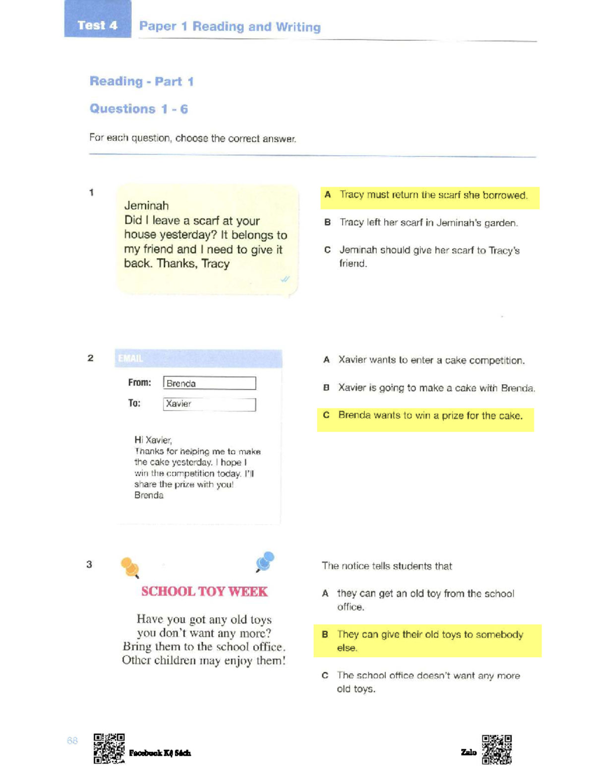 Test 4 KET - Reading and Writing Practice Questions - Studocu