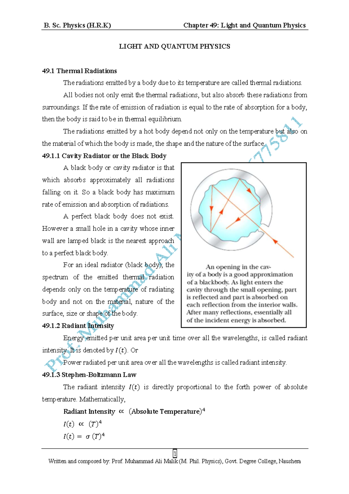 B. Sc. Physics (H.R.K) Chapter 49: Light & Quantum Physics Overview ...