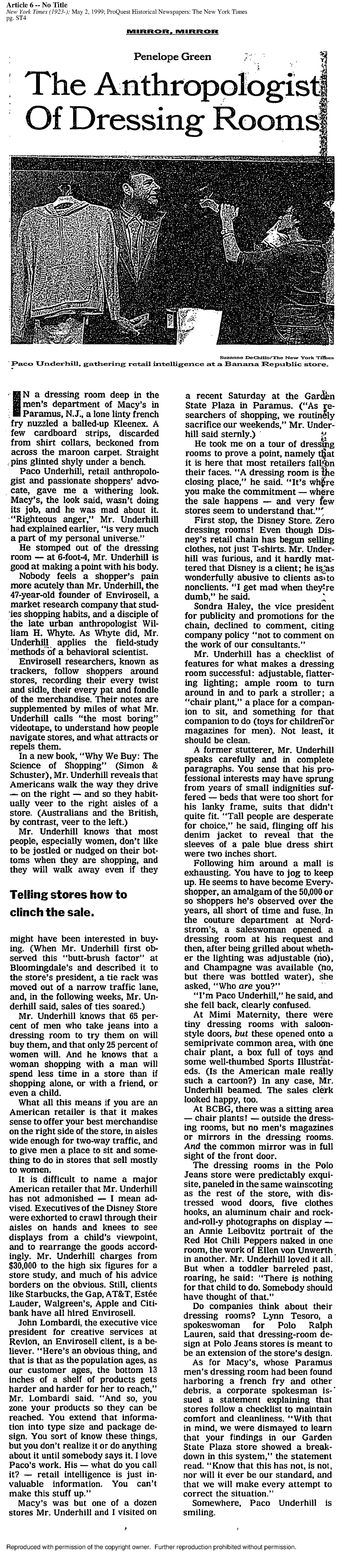 Article Analysis on a Historical New York Times Piece - May 1999 ...