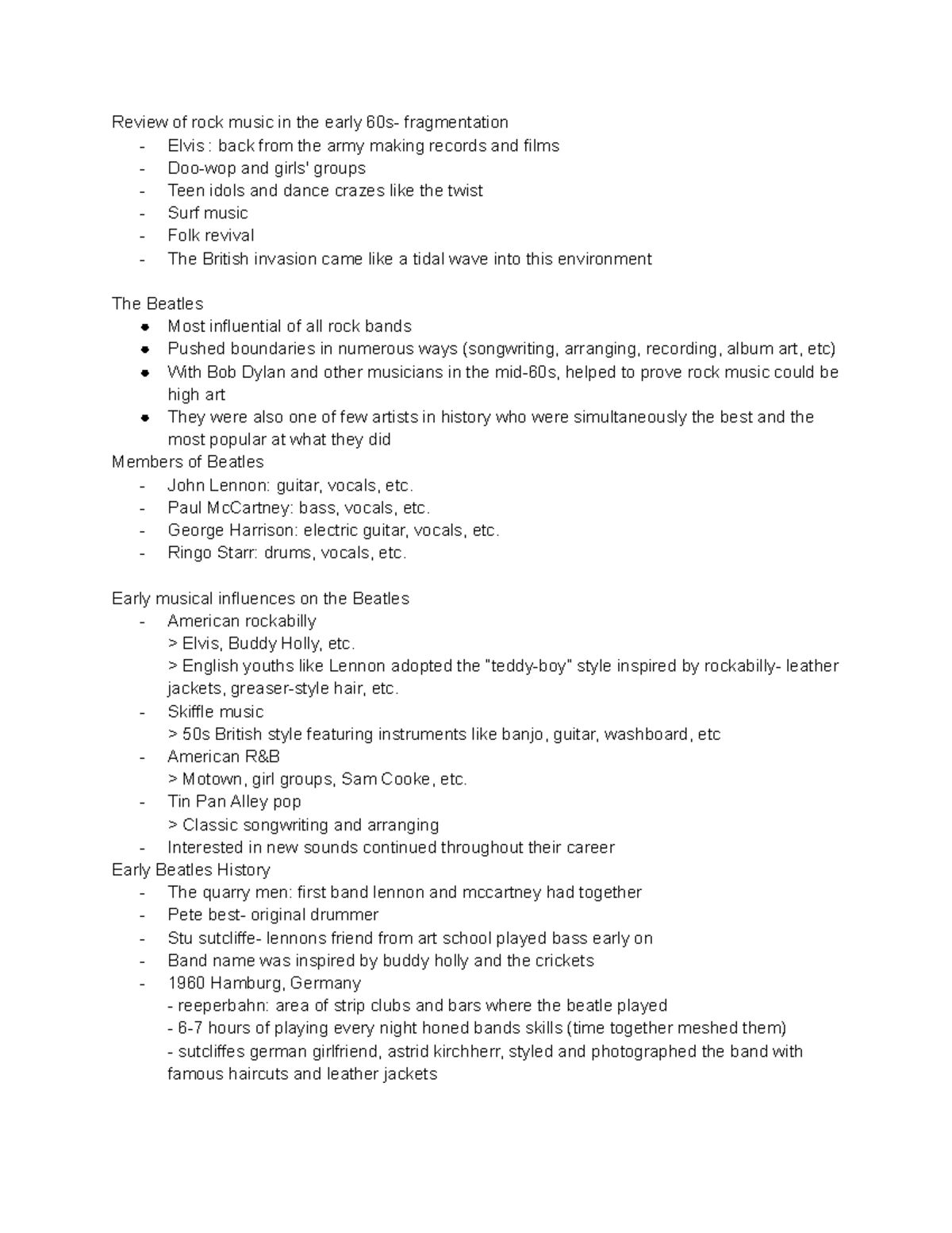 History of Rock Music: Unit 2 - British Invasion from Beatles to Pink ...