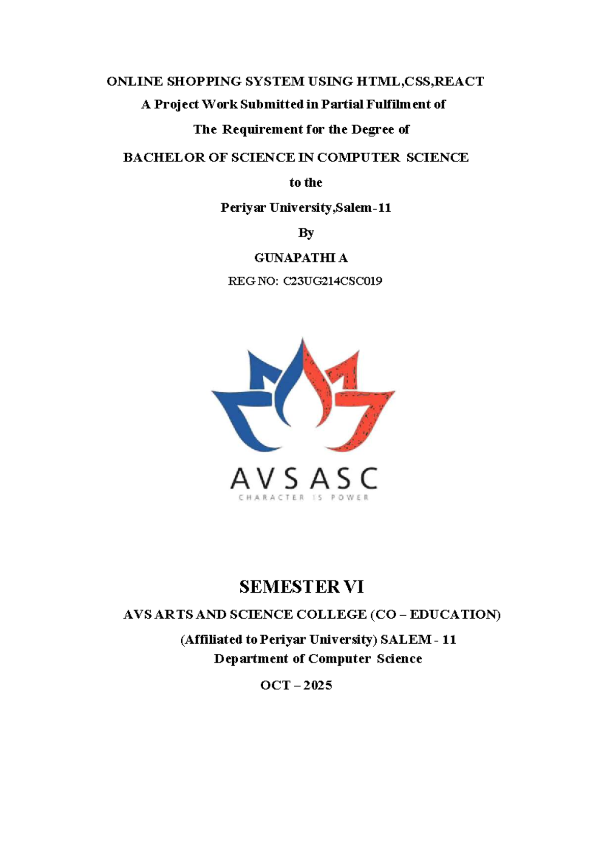 Online Shopping System Project Report - C23UG214CSC019 - Studocu