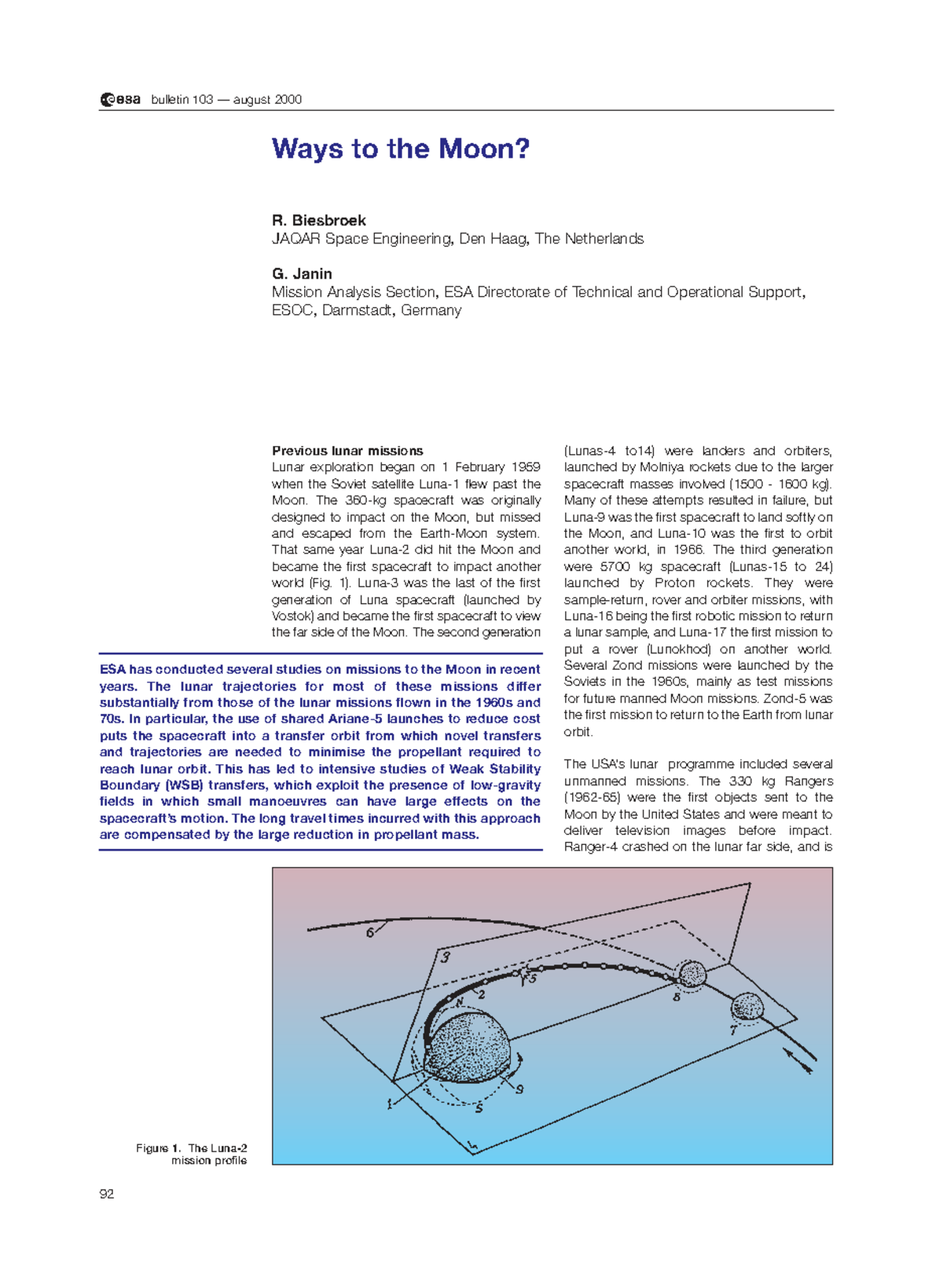 Exploring Lunar Missions: Innovative Trajectories and Transfers (BIES 1 ...