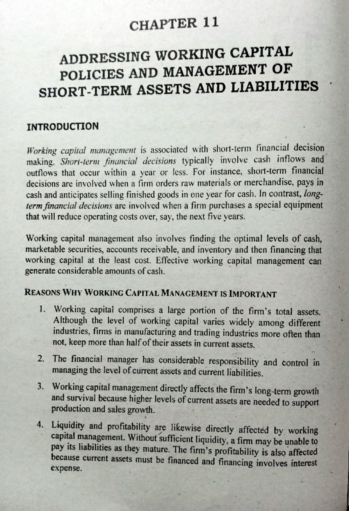 CHAP11 Working Capital Policies: Key Management Insights - Studocu