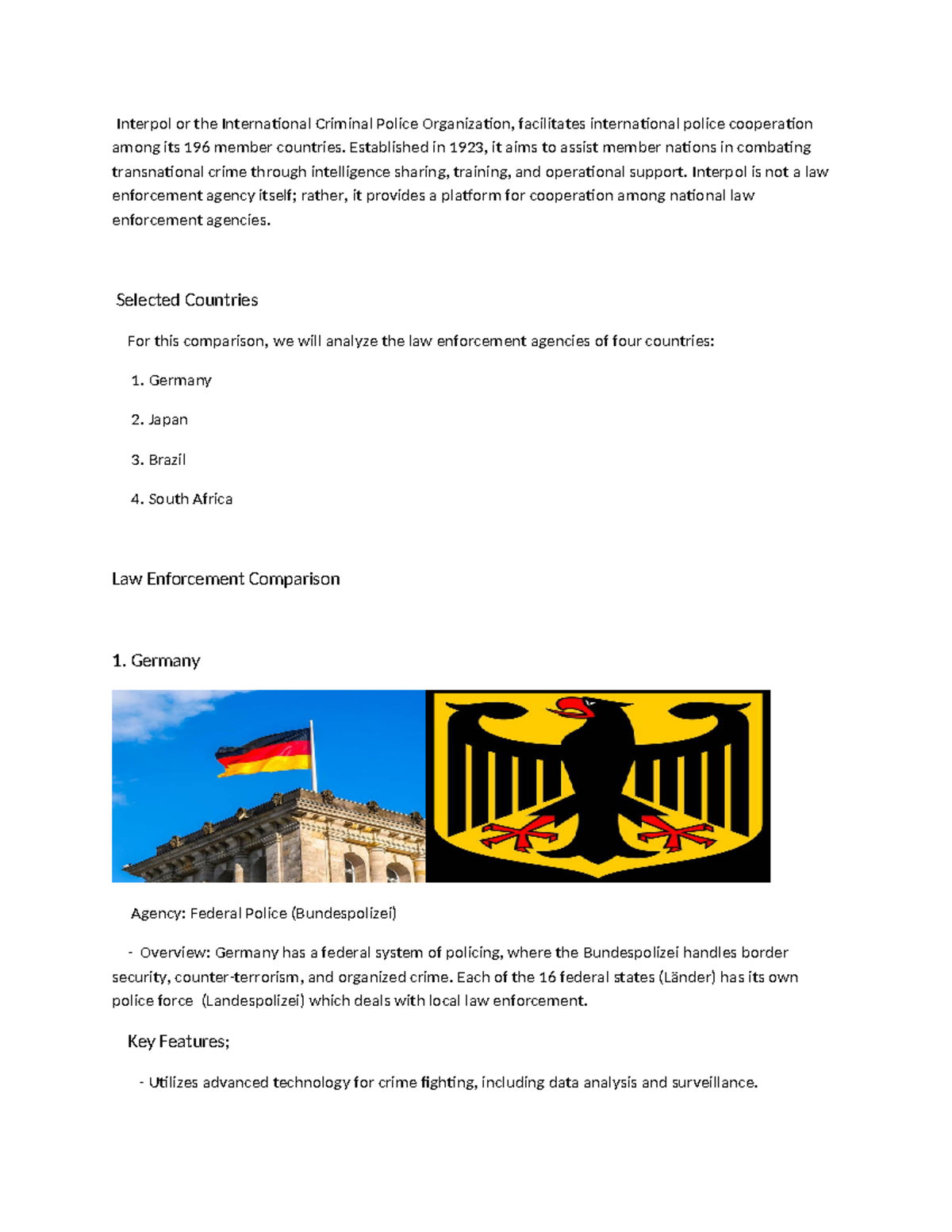 Interpol Comparative Analysis of Law Enforcement Agencies: A Study on 4 ...