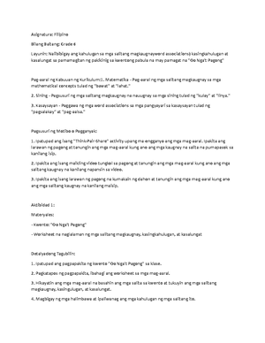 Lesson plan - Subject: Arts Grade Level: Grade 2 Objective: Identify ...