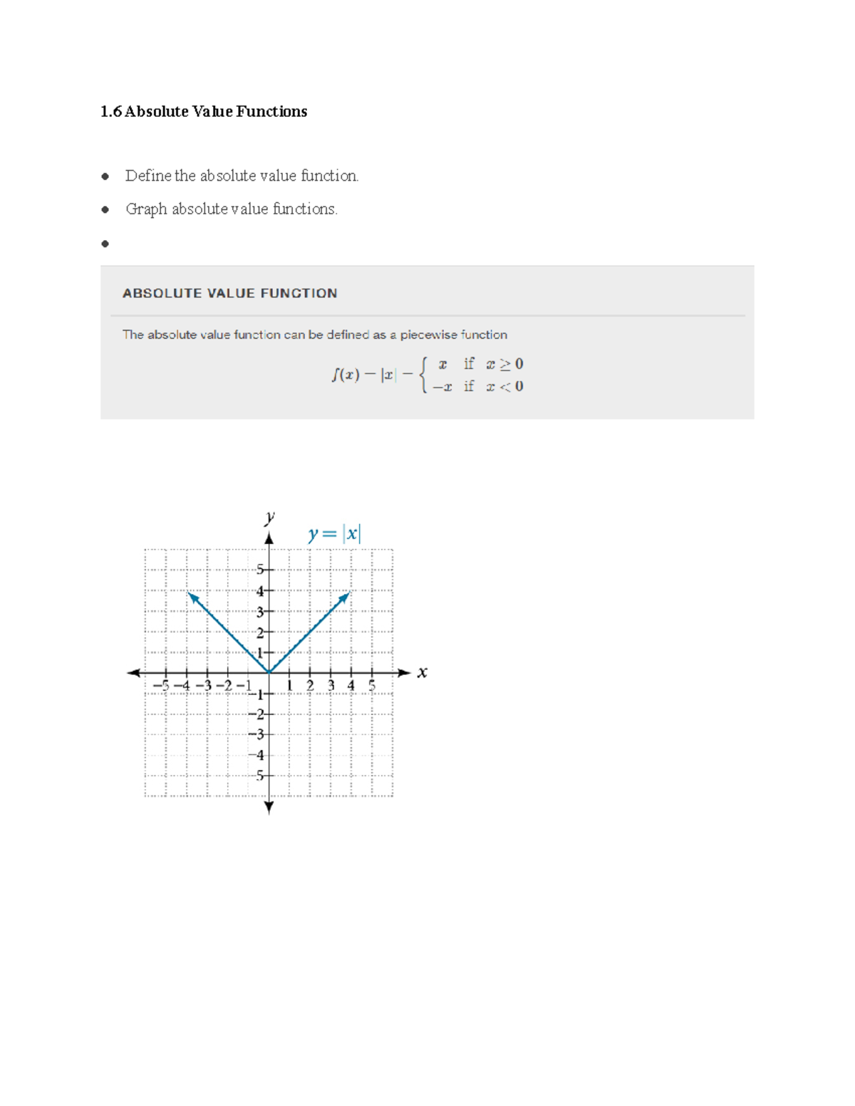 Absolute Value Functions: Definitions, Transformations, and Graphs - MA ...