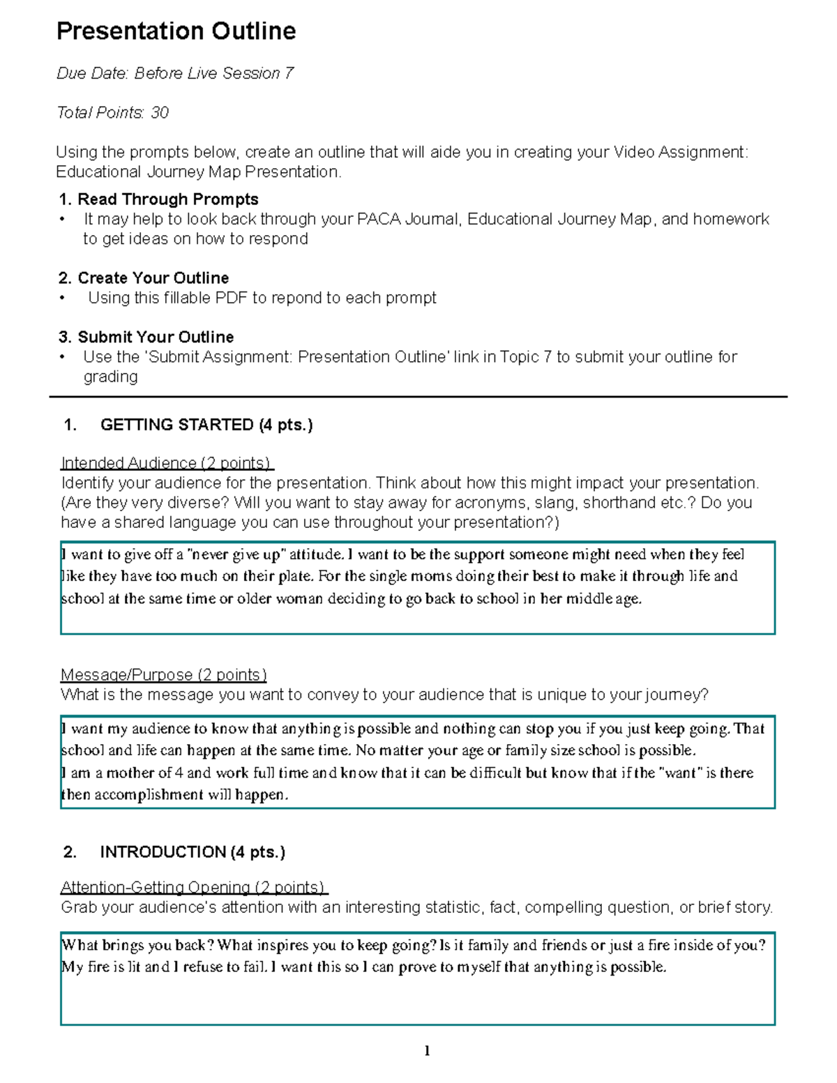 Presentation Outline for Educational Journey Map Assignment - Studocu