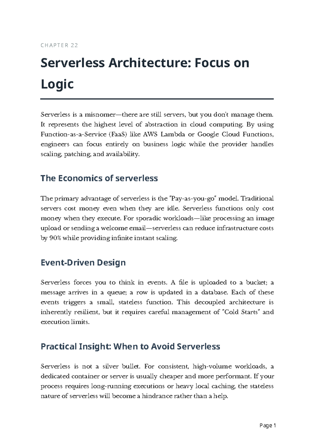 CHAPTER 22: Understanding Serverless Architecture (Cxax24kb) - Studocu