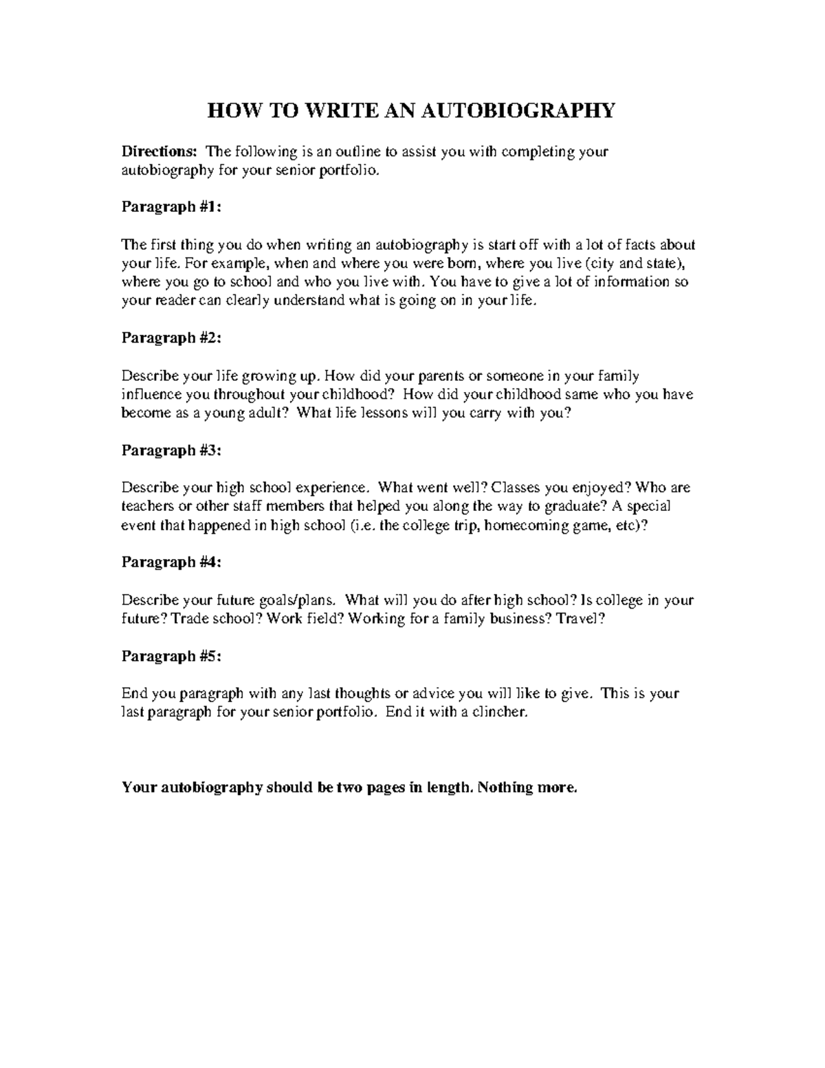 Writing an autobiography sample - HOW TO WRITE AN AUTOBIOGRAPHY ...