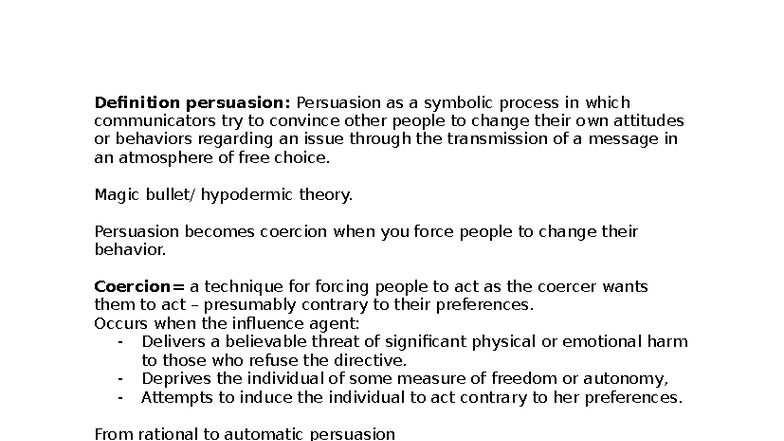 Persuasion and Communication: Understanding Influence Mechanisms (COM ...