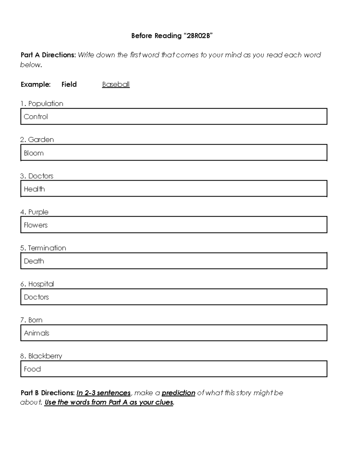 Predictions and Vocab 2BR02B - Before Reading “2BR02B” Part A ...
