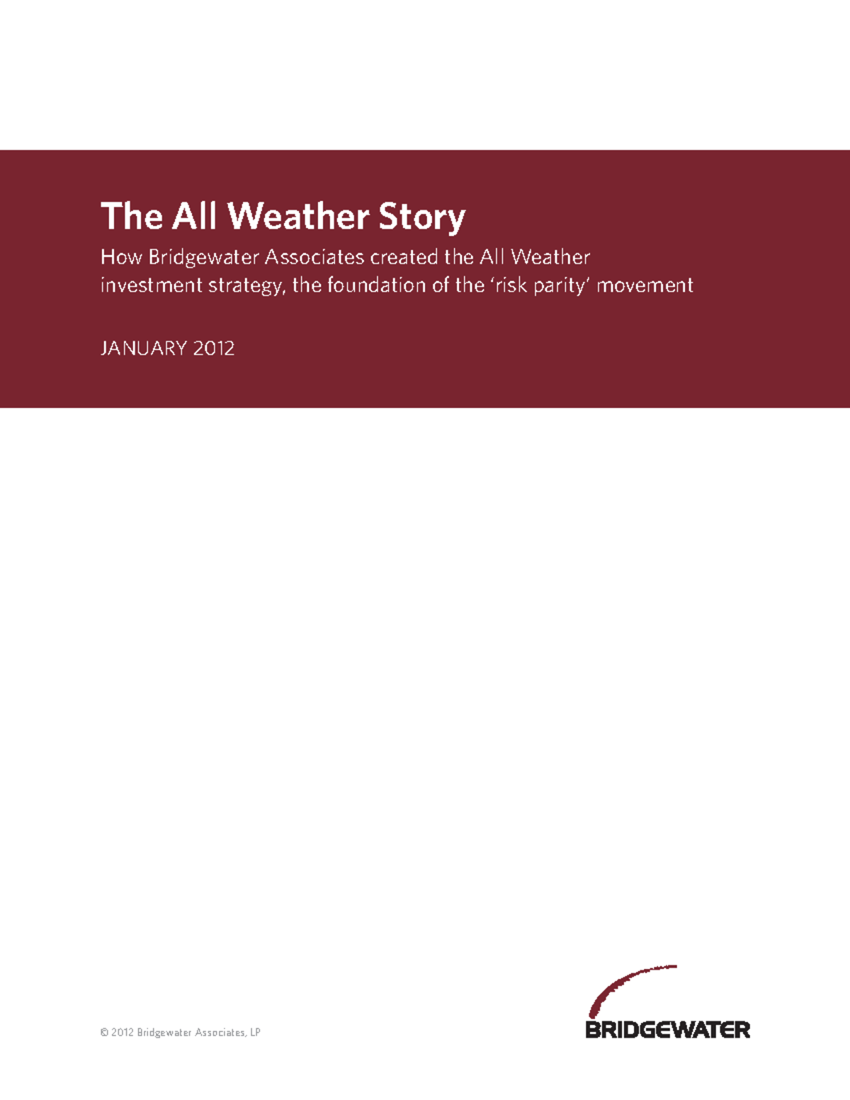Bridgewater’s All Weather Investment Strategy: In-Course Notes - Studocu