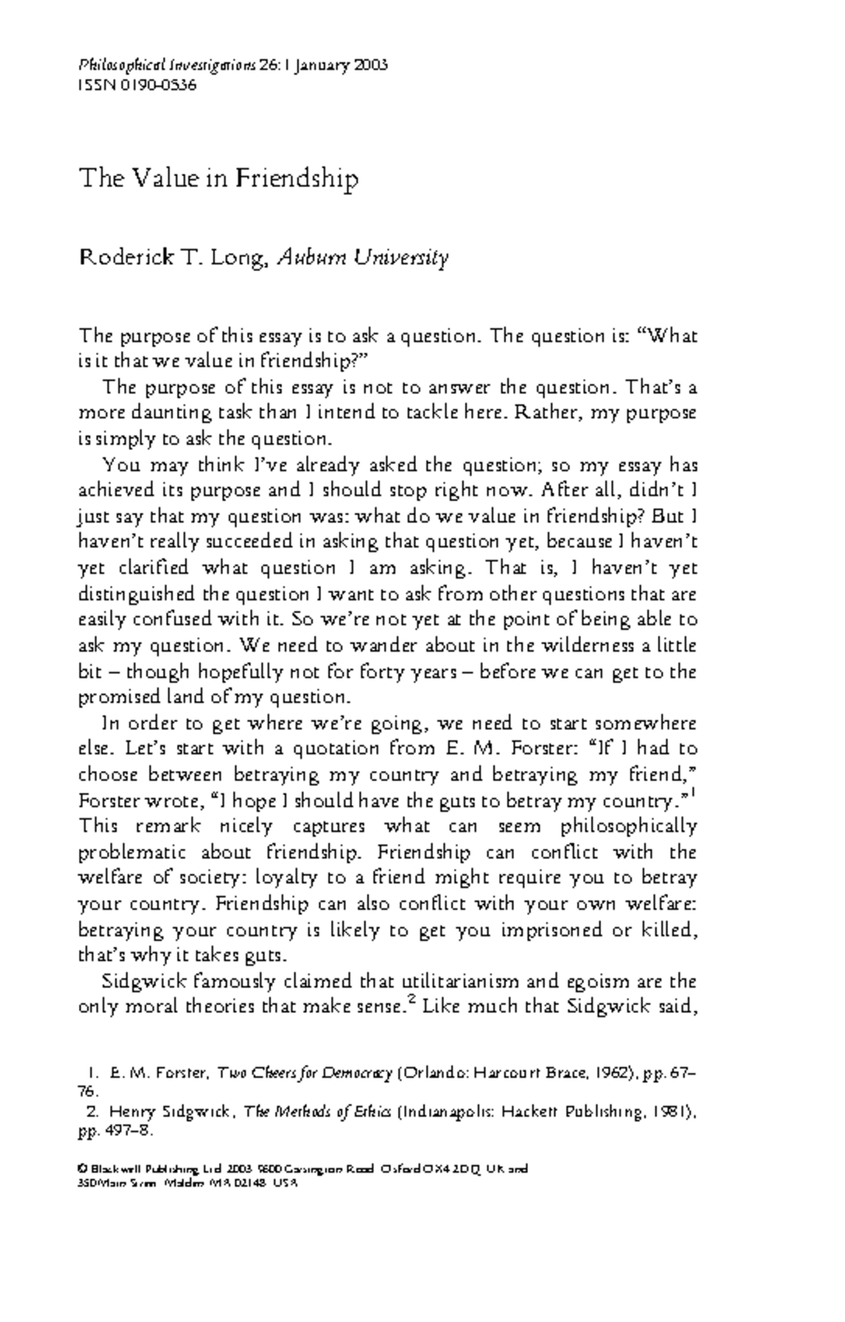 Value-friendship - Could be useful for research purposes - The Value in ...