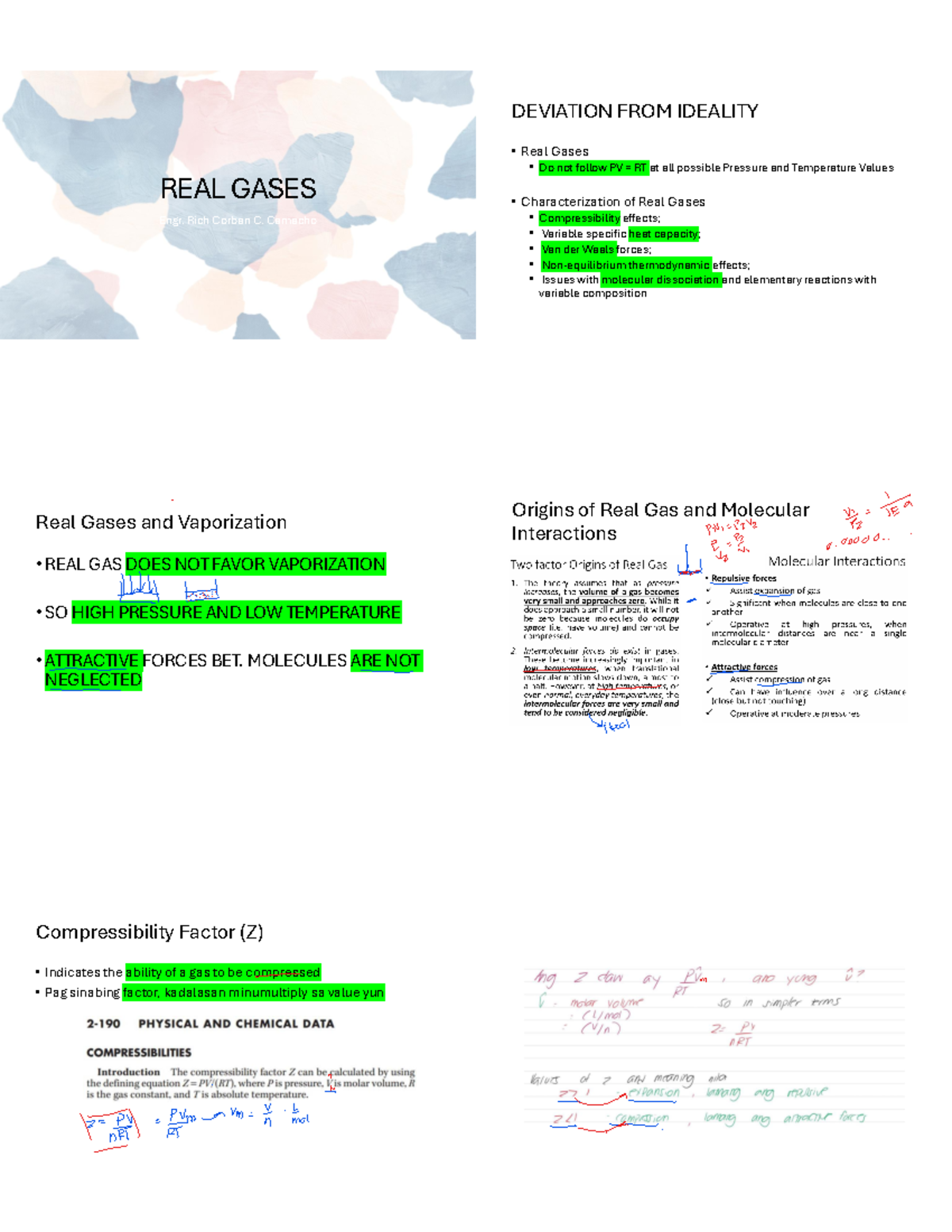 Lecture-3JU - fgsgfs - REAL GASES Engr. Rich Corban C. Camacho ...