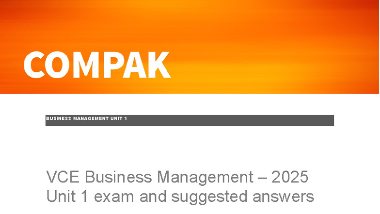 VCE Business Management Unit 1 Practice Exam 2025: Key Knowledge ...