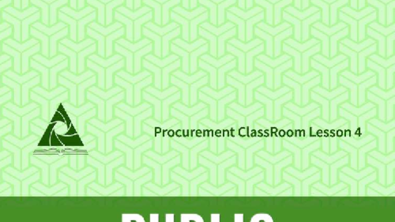 Public Procurement Methods: Identification & Selection (Lesson 4) - Studocu