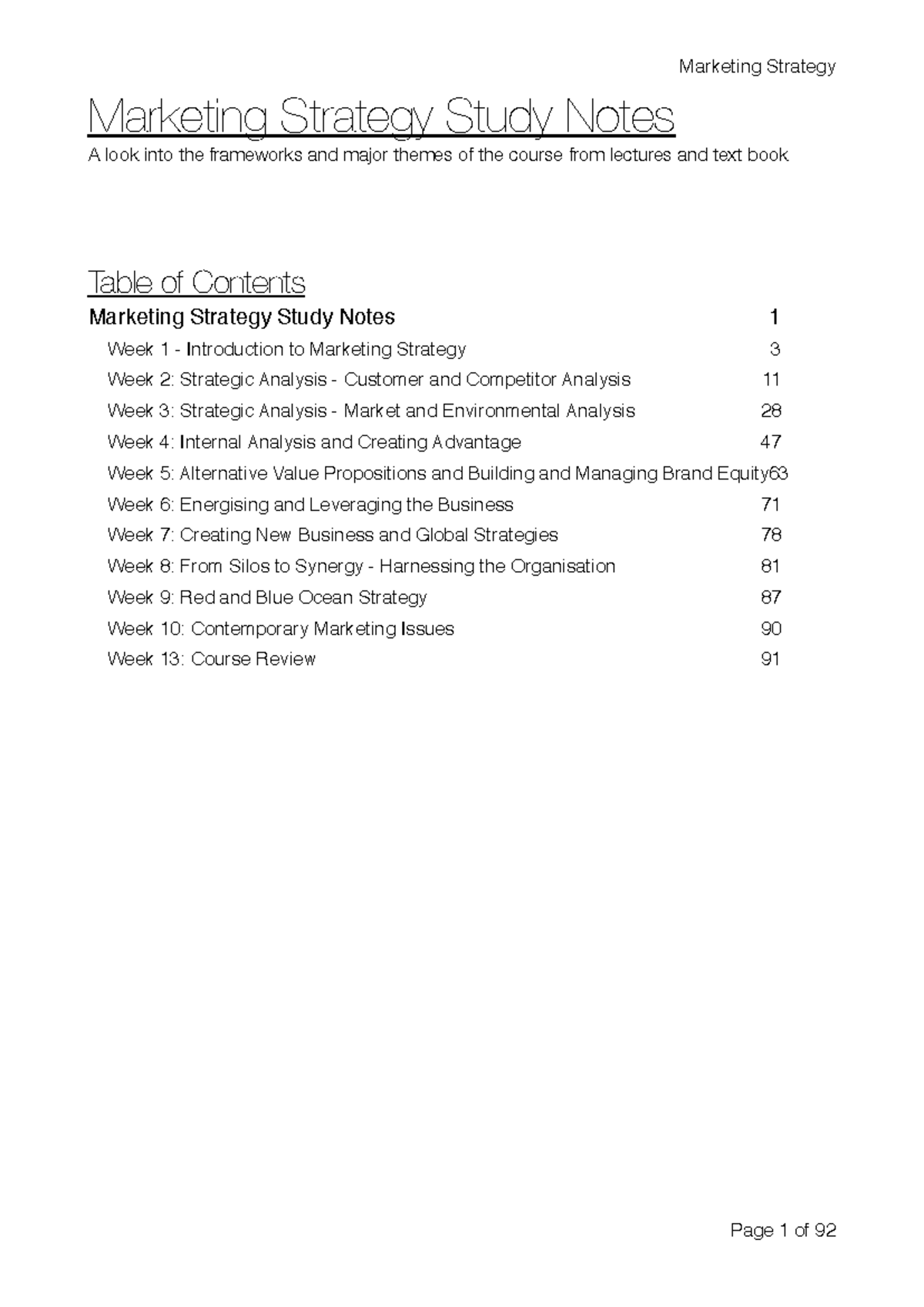 Marketing Strategy Study Notes: Frameworks & Key Themes - Studocu