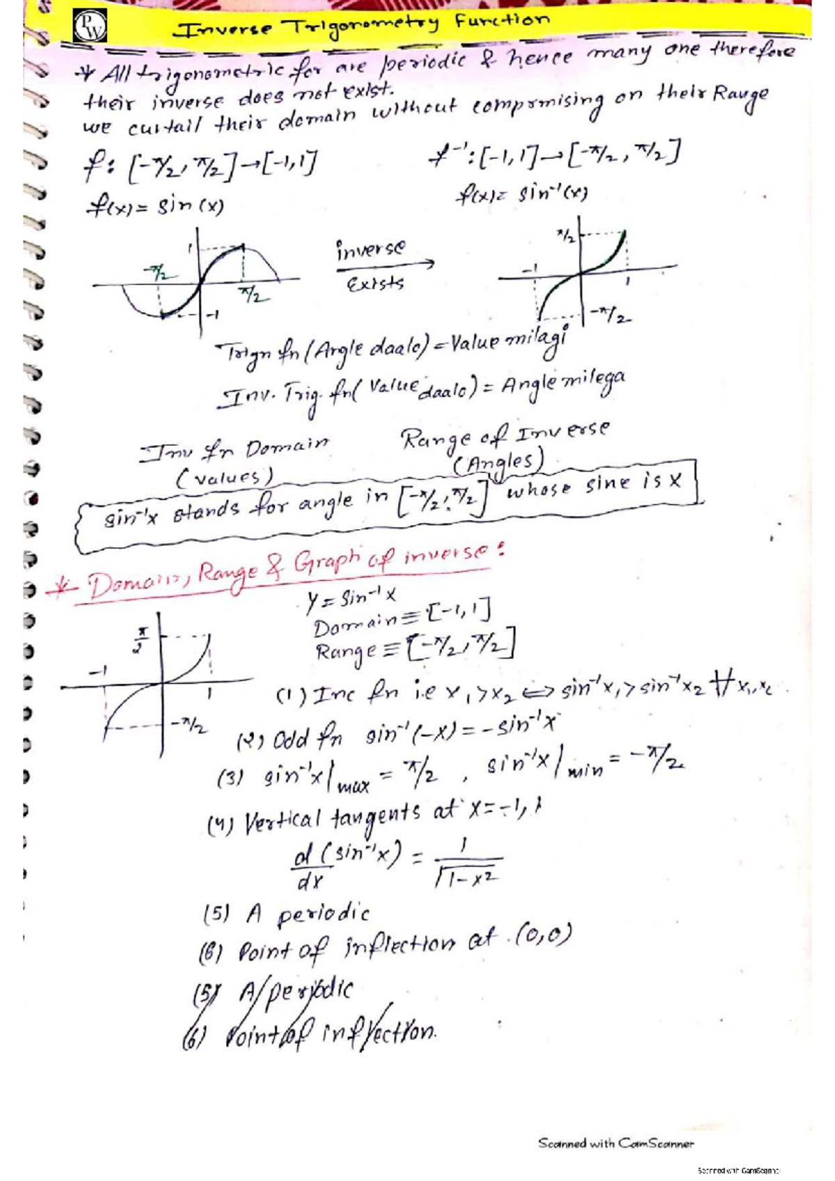 Inverse Trigonometric Functions Notes for JEE 2026 - Studocu