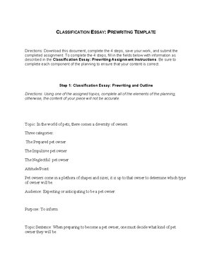 Classification paper - fgsrysg - CLASSIFICATION ESSAY: PREWRITING ...