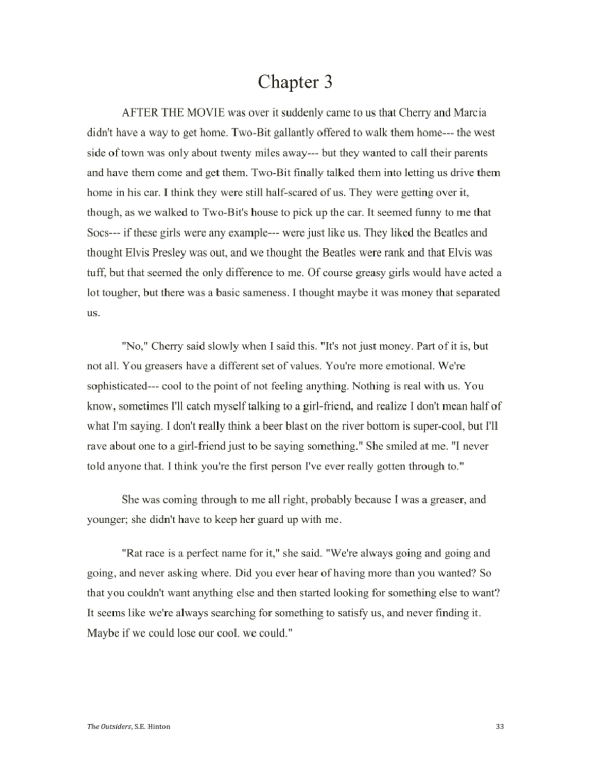 The Outsiders Chapter 3 Summary and Analysis - Studocu