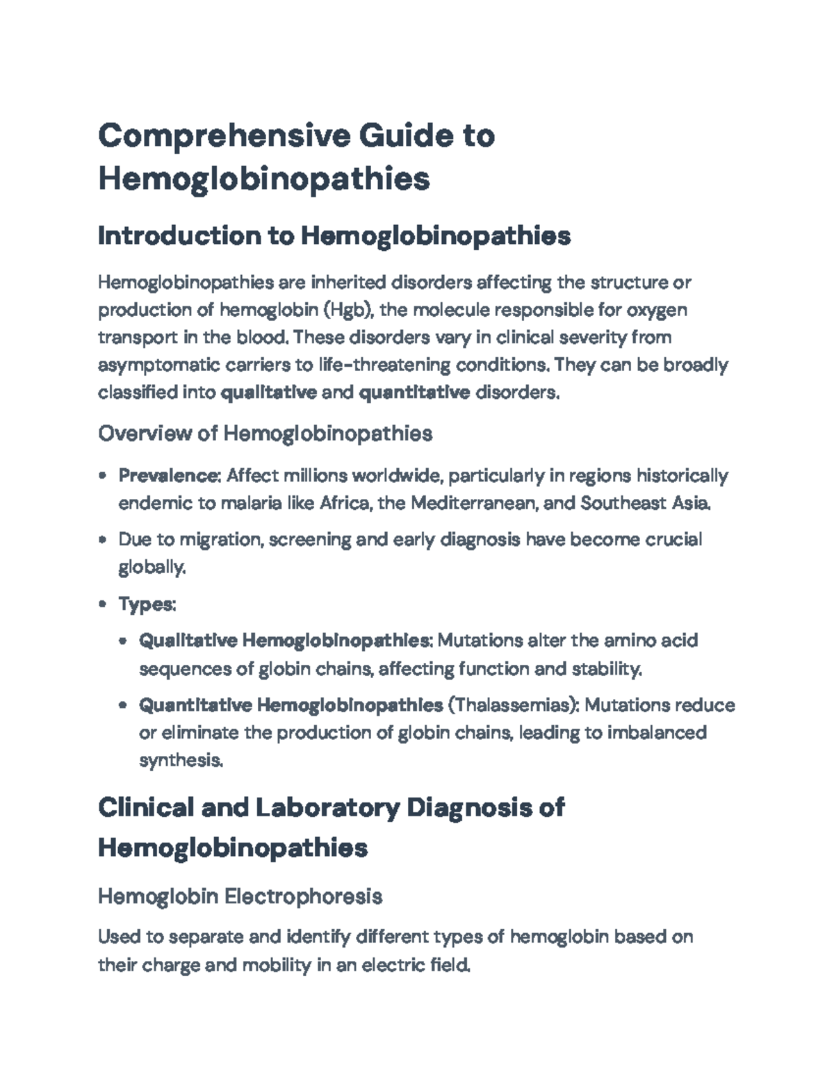 Comprehensive Overview of Hemoglobinopathies and Diagnostic Methods ...