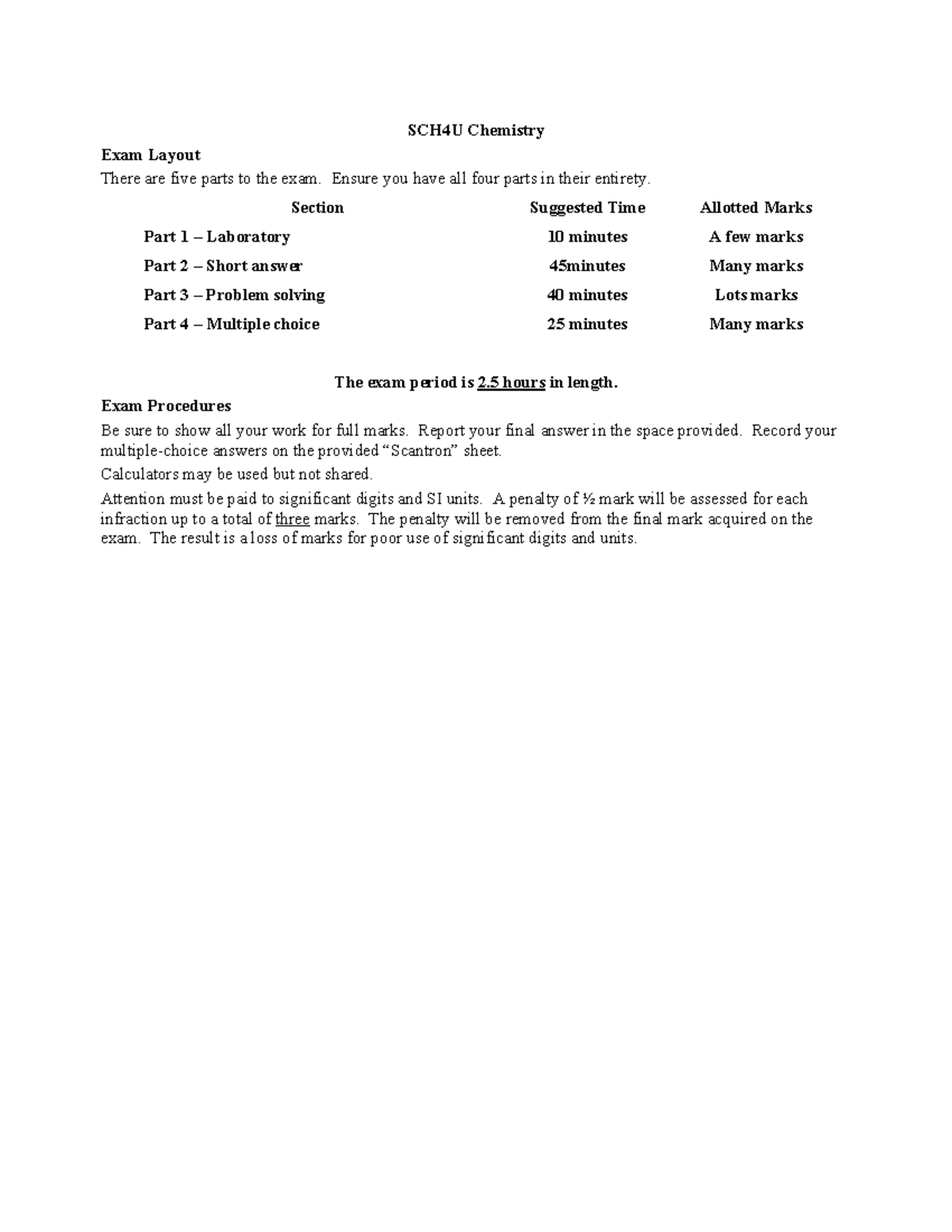 SCH4U Final Exam - Chemistry Practice Notes and Guidelines - Studocu
