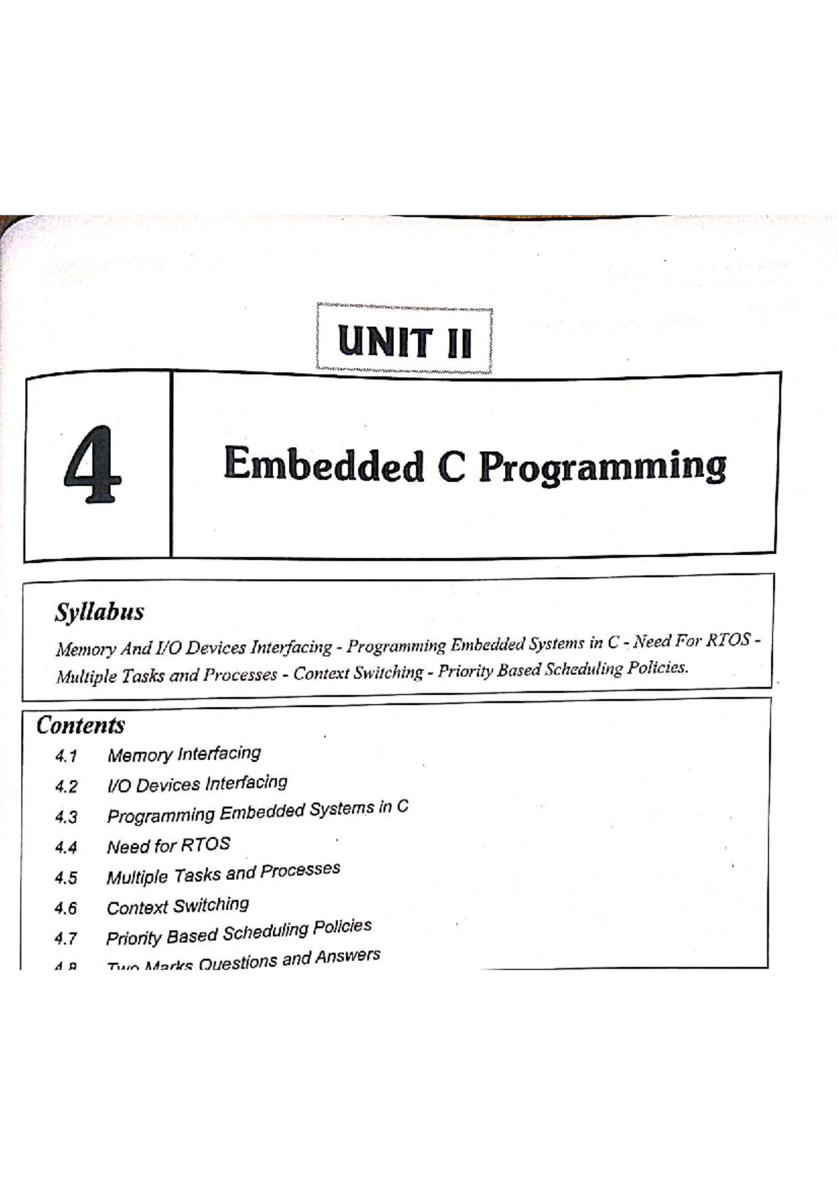 IoT Unit II: Embedded C Programming Syllabus on Memory & Device Interfacing - Studocu