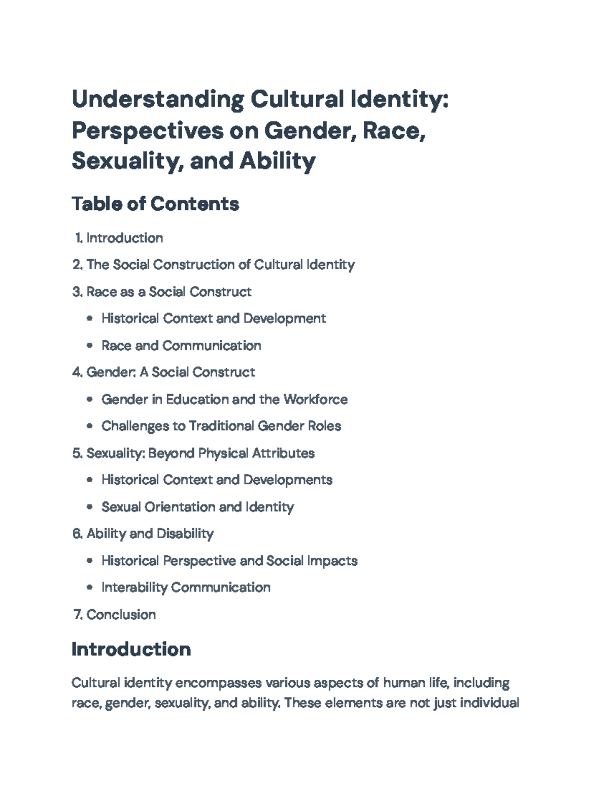 Cultural Identity: Analyzing Gender, Race, Sexuality & Ability ...