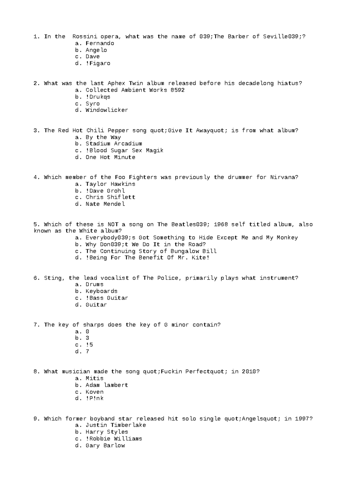 MPU Assignment 7 - Music and Pop Culture Cheat Sheet - Studocu