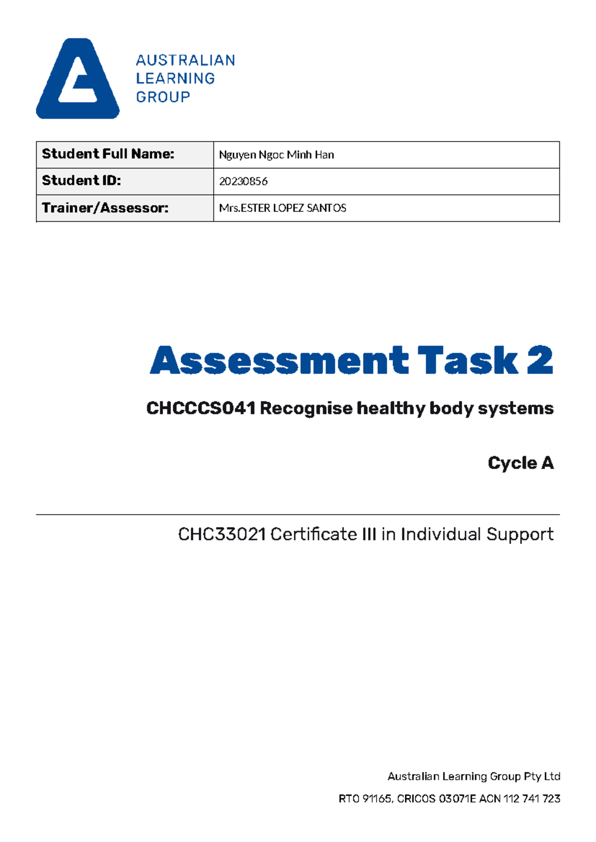 Assessment Task 2: CHCCCS041 Portfolio for CHC33021 Individual Support ...