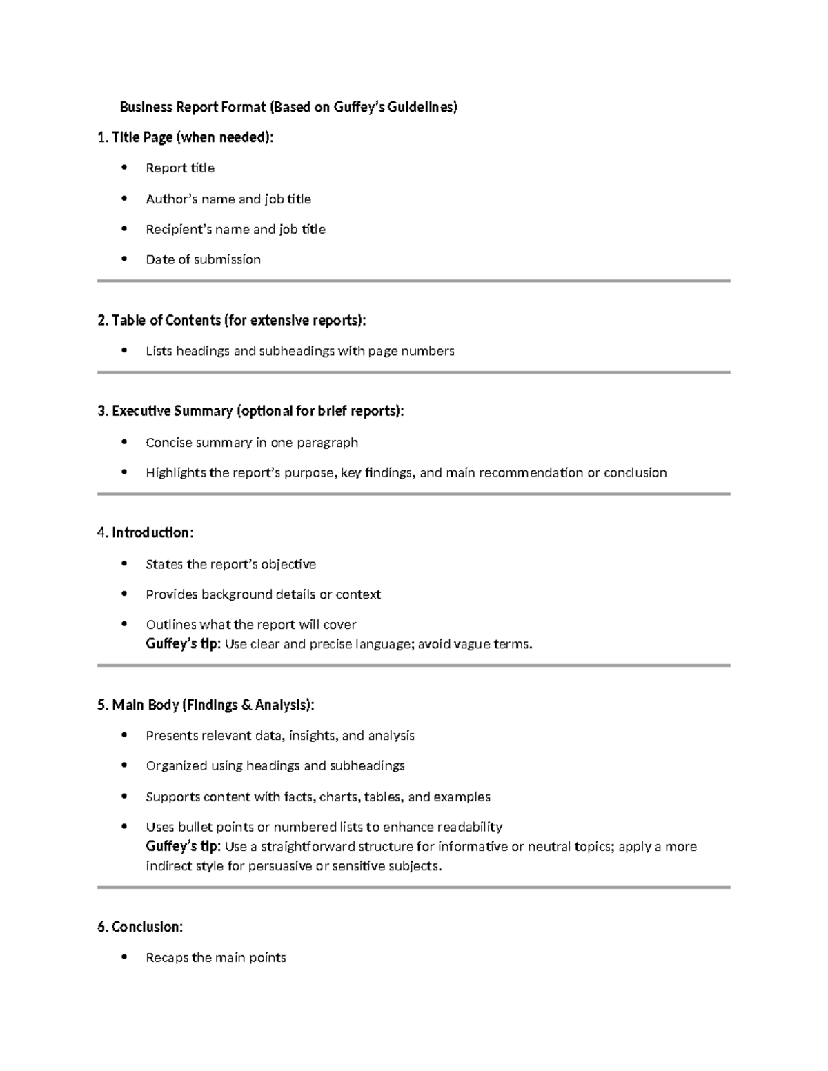 Business Report Format Guidelines for Effective Writing - Studocu