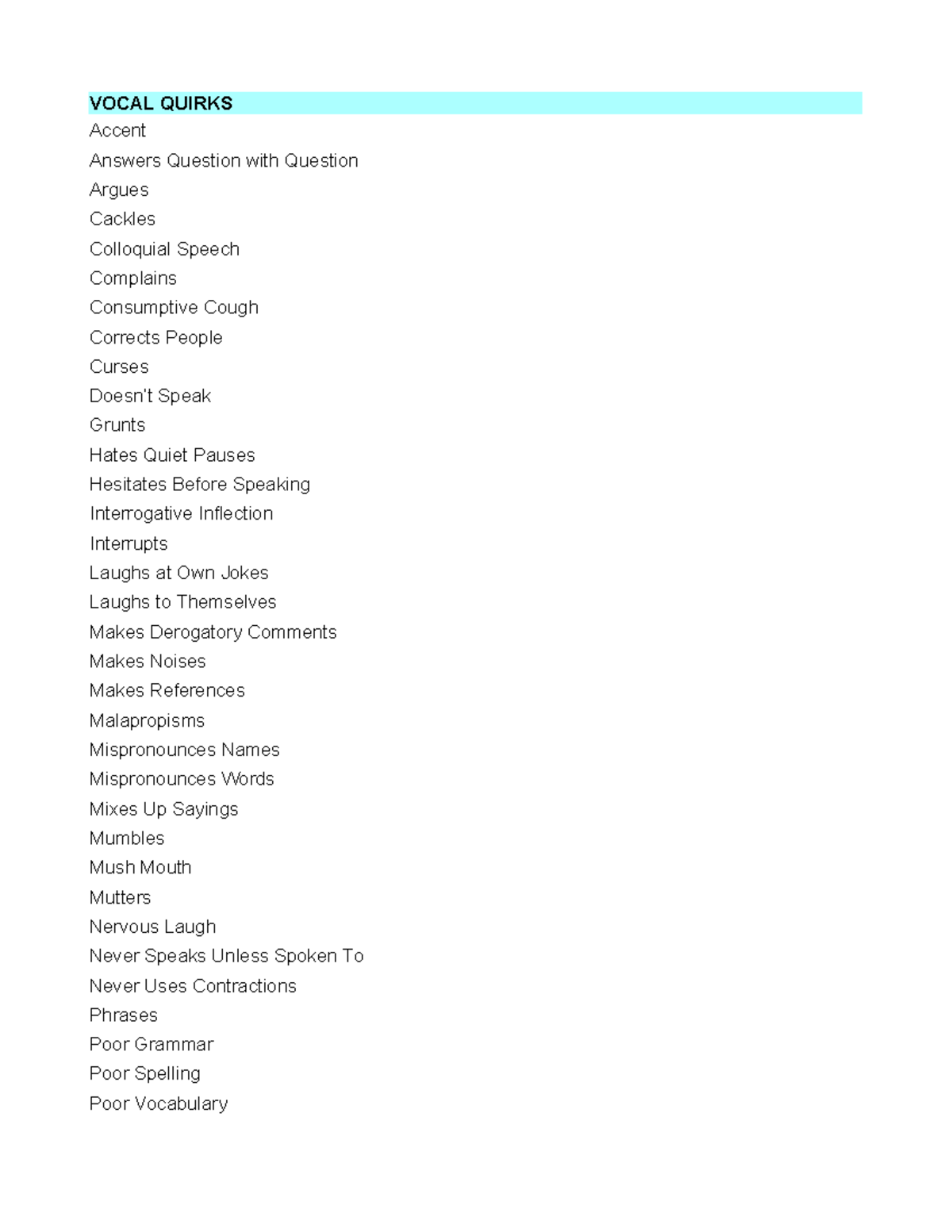 Vocal Quirks: A Compilation of Unique Speech Characteristics (ENG 101 ...